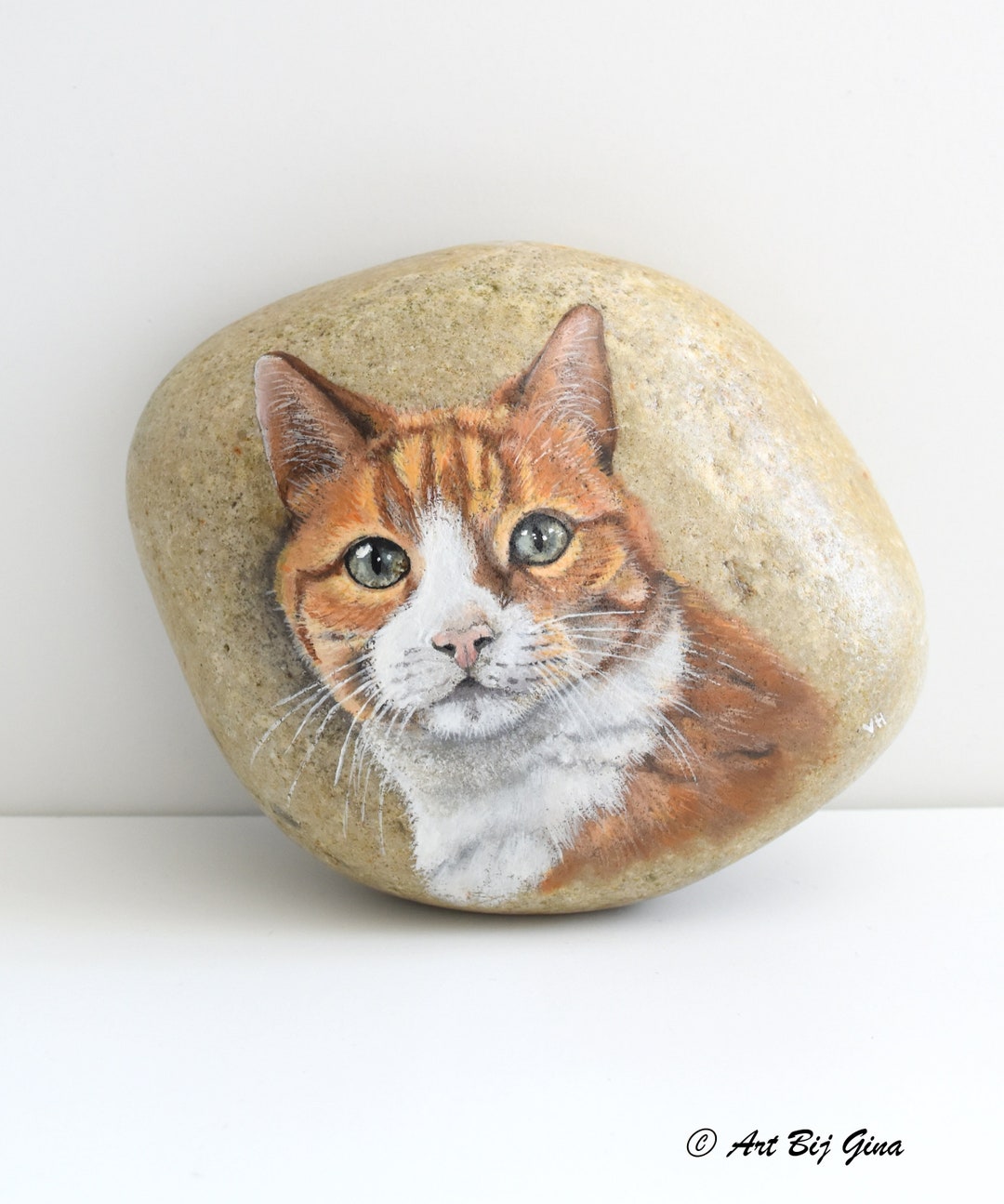 Portrait of a Cat....handsome Red Tomcat Painted on a Large Stone - Etsy