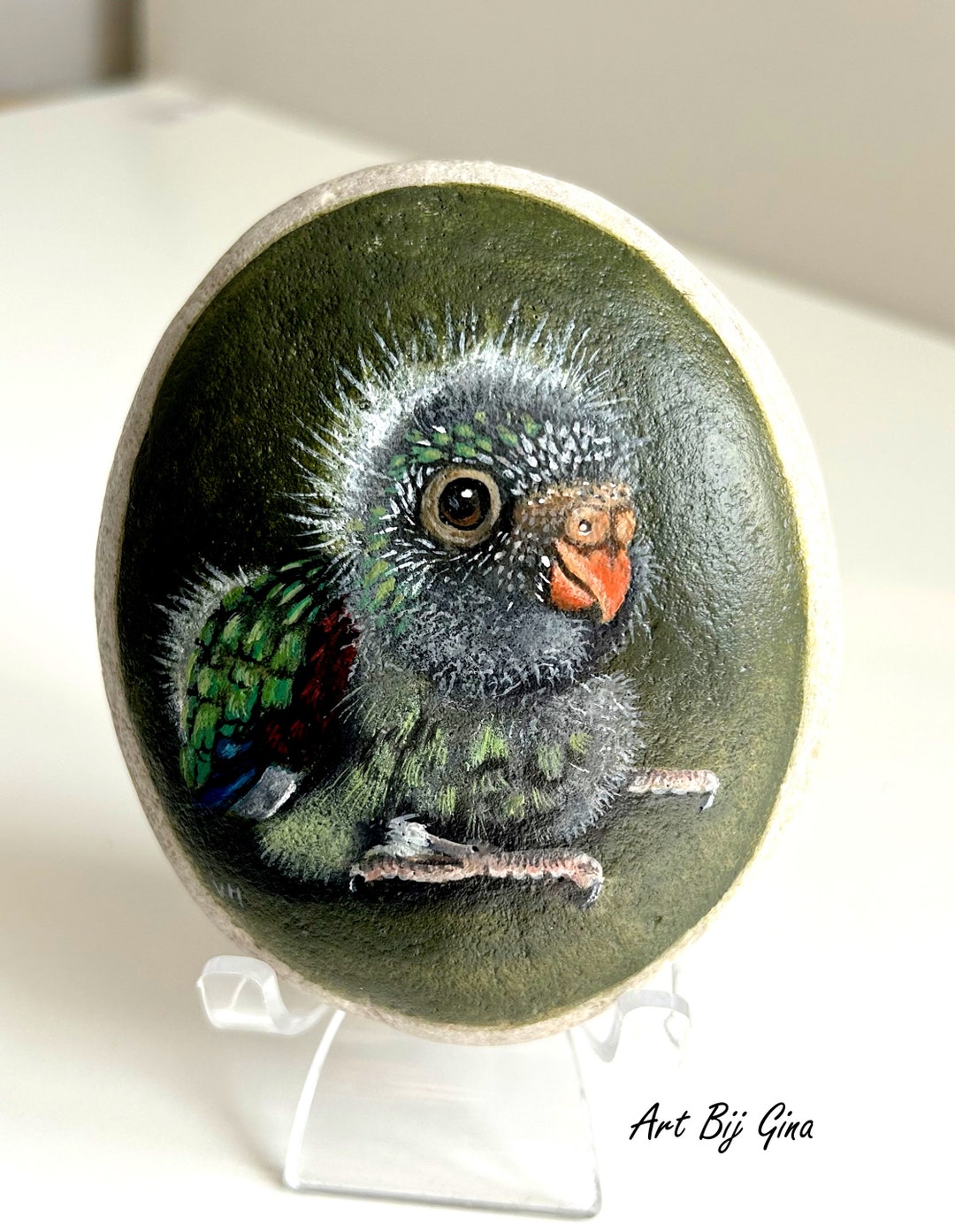 Big Bird.... Cute Parrot Chick Painted on a Beautiful Stone - Etsy