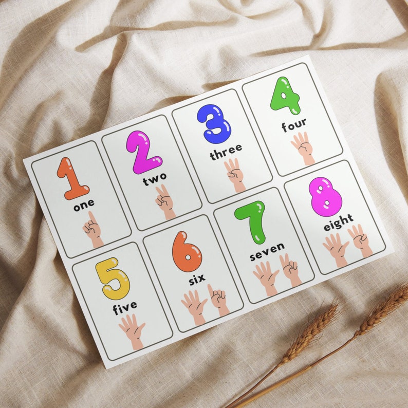 Printable Montessori Number Flashcards 1-10 Learn to Count Preschool ...