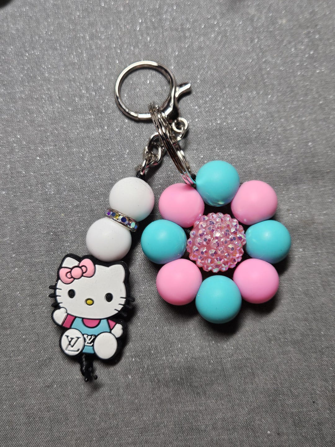 Beaded Girl Kitty Flower Keychain - Etsy
