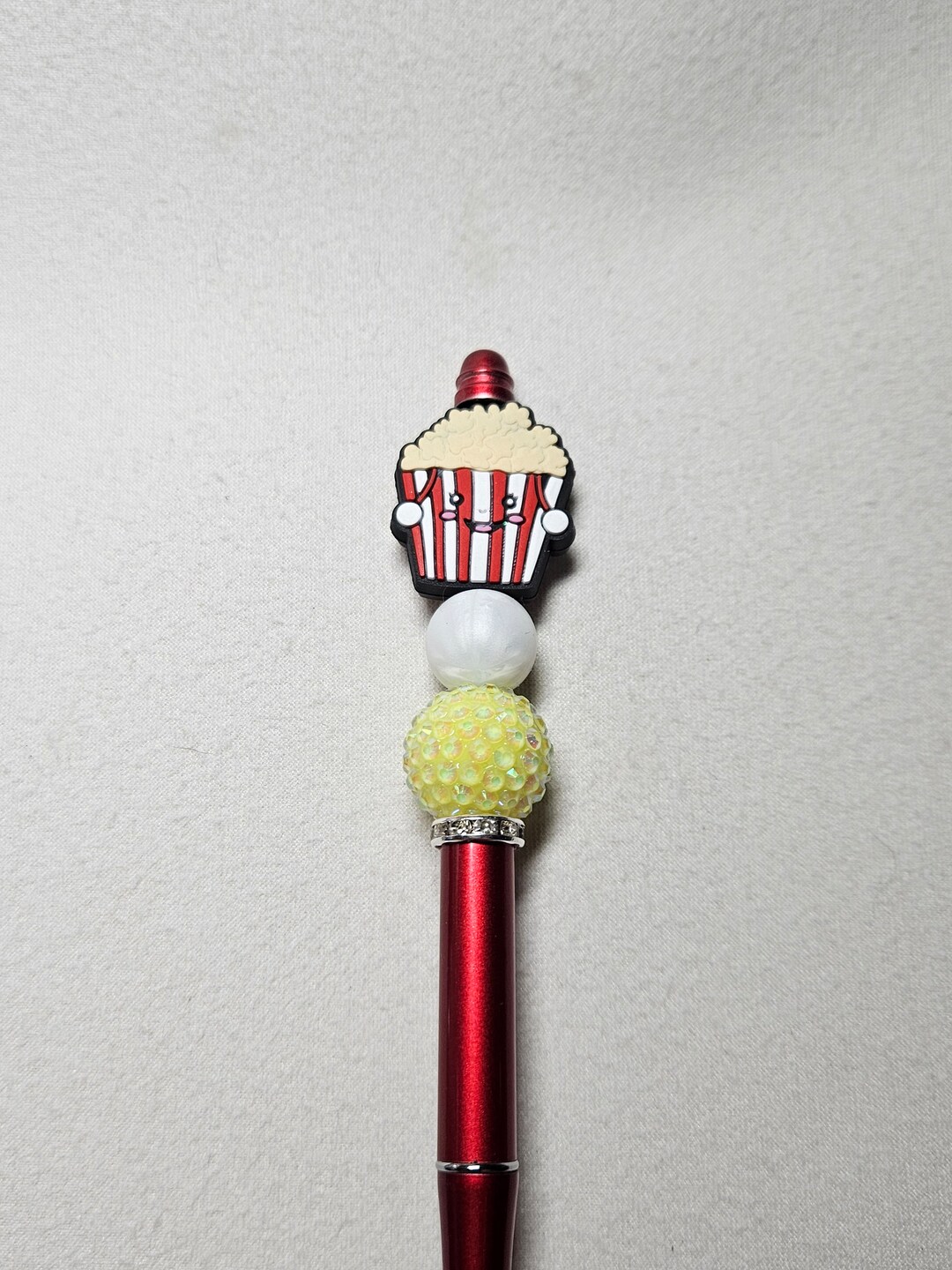 Beaded Movie Popcorn Red Metal Pen - Etsy
