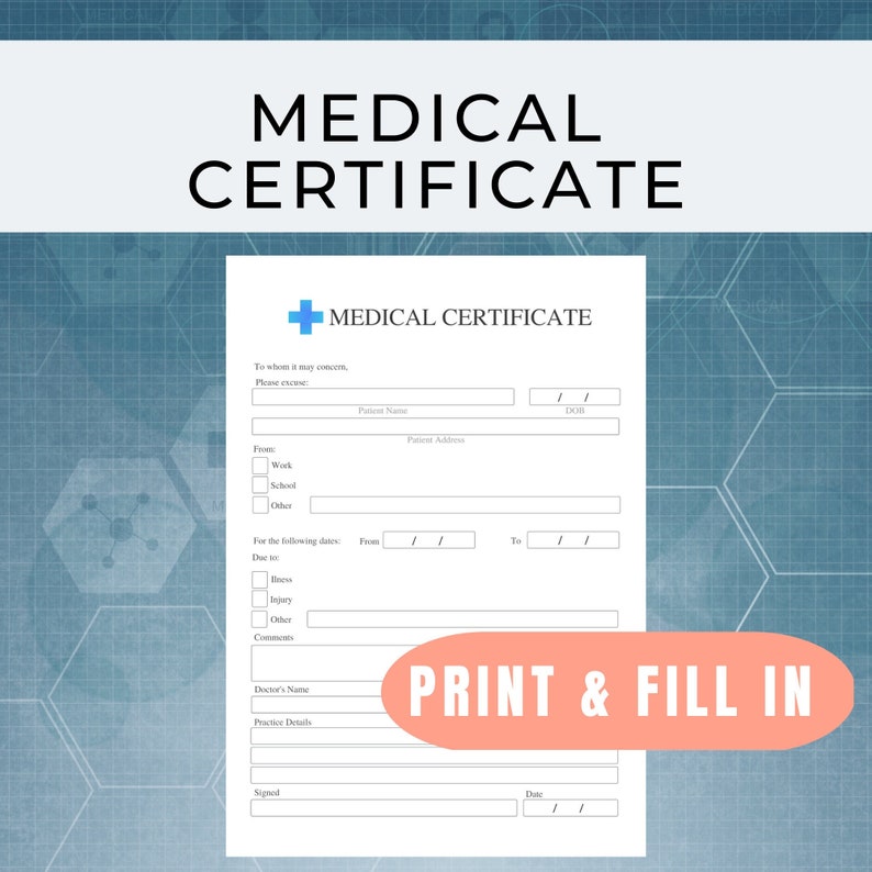 Doctor's Note, Medical Certificate, PDF, Medical Form, Printable ...