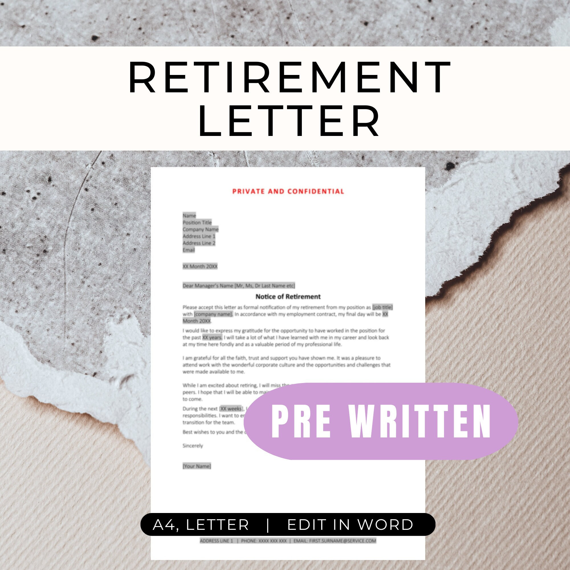 Retirement Letter, Notice Letter, Cover Letter, Professional, Template ...