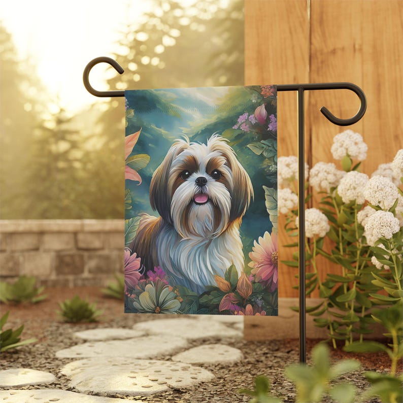 Shih Tzu Dog Garden & House Banner Flag, Cute Dog Mom Dad Lover Pet ...