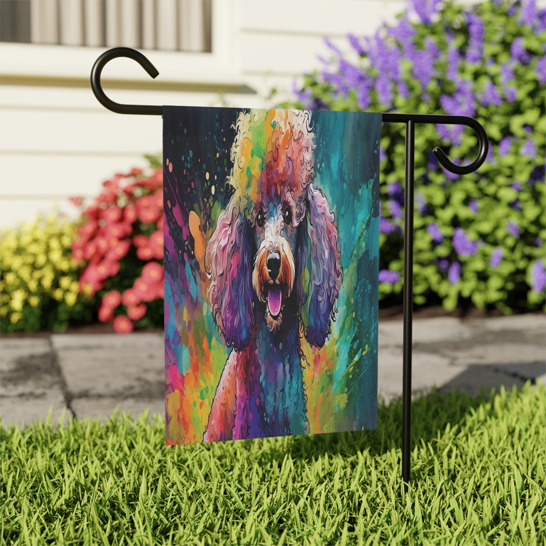 Poodle Dog Garden & House Banner Flag, Dog Mom Dad Lover Dogs Outdoor ...