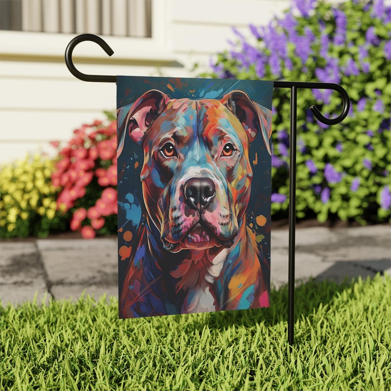 Pitbull Dog Garden & House Banner Flag, Veterinarian Dog Mom Dad Lover ...