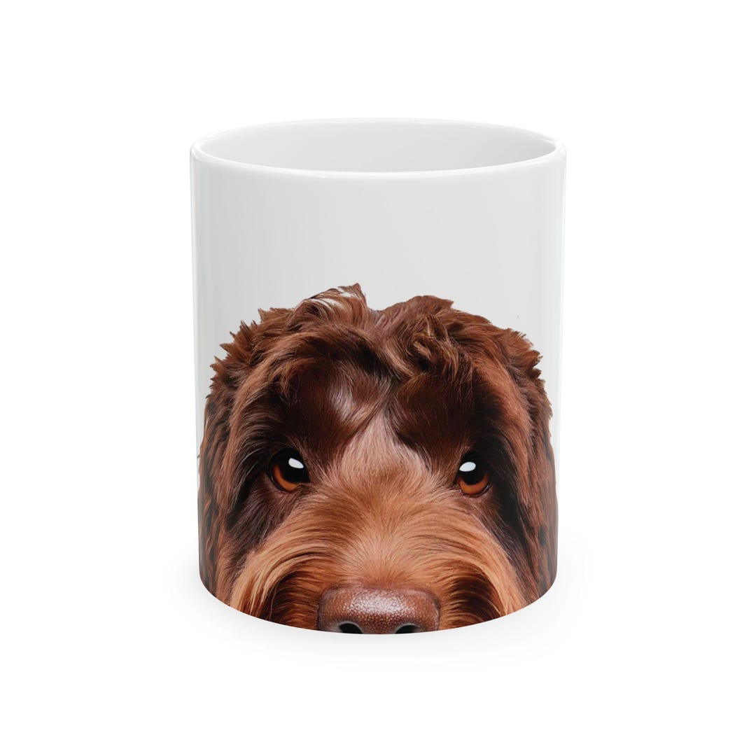 Funny Brown Labradoodle Coffee Mug Peeking Chocolate Dog Mom Dad ...