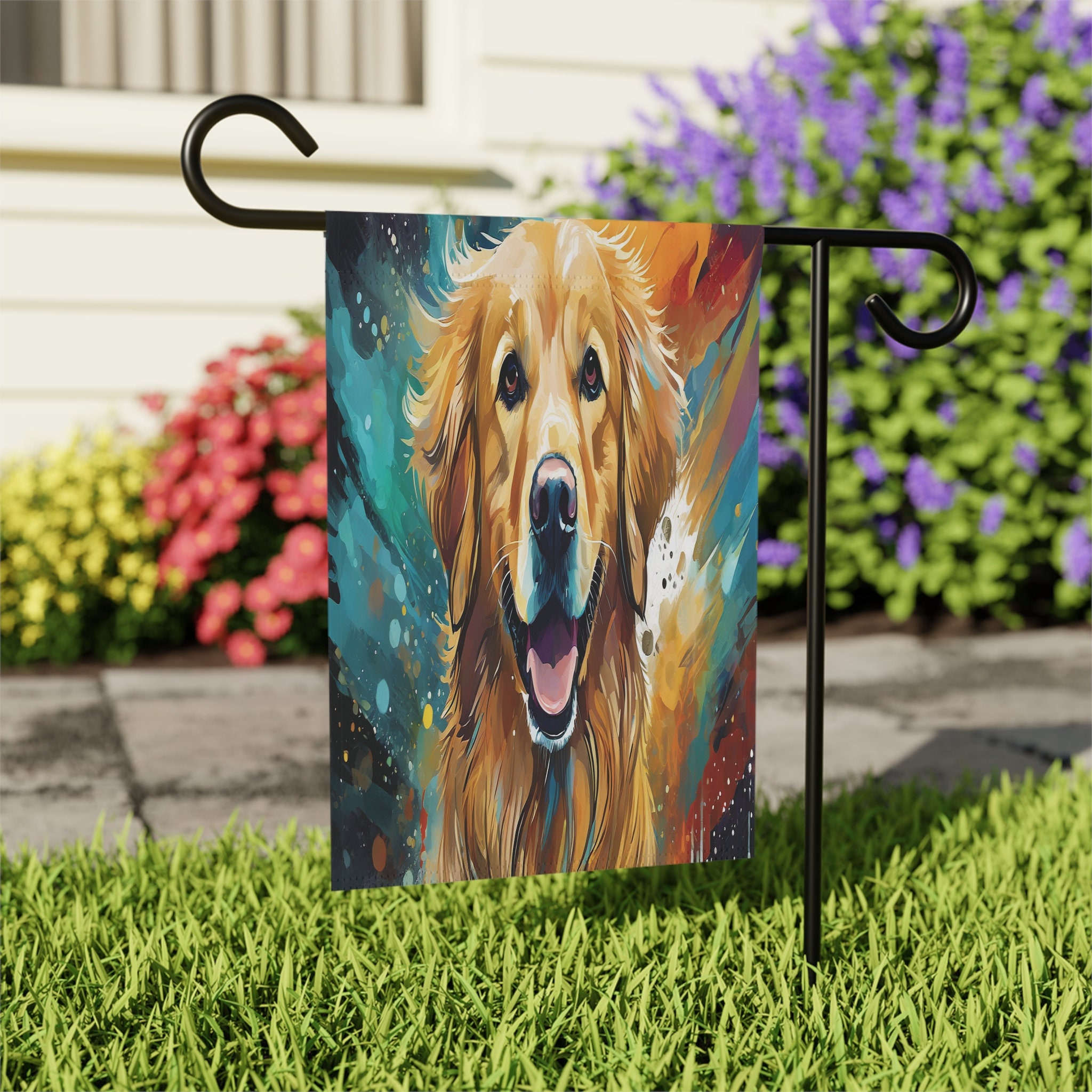 Golden Retriever Garden & House Banner Flag, Dog Mom Dad Lover Dogs ...