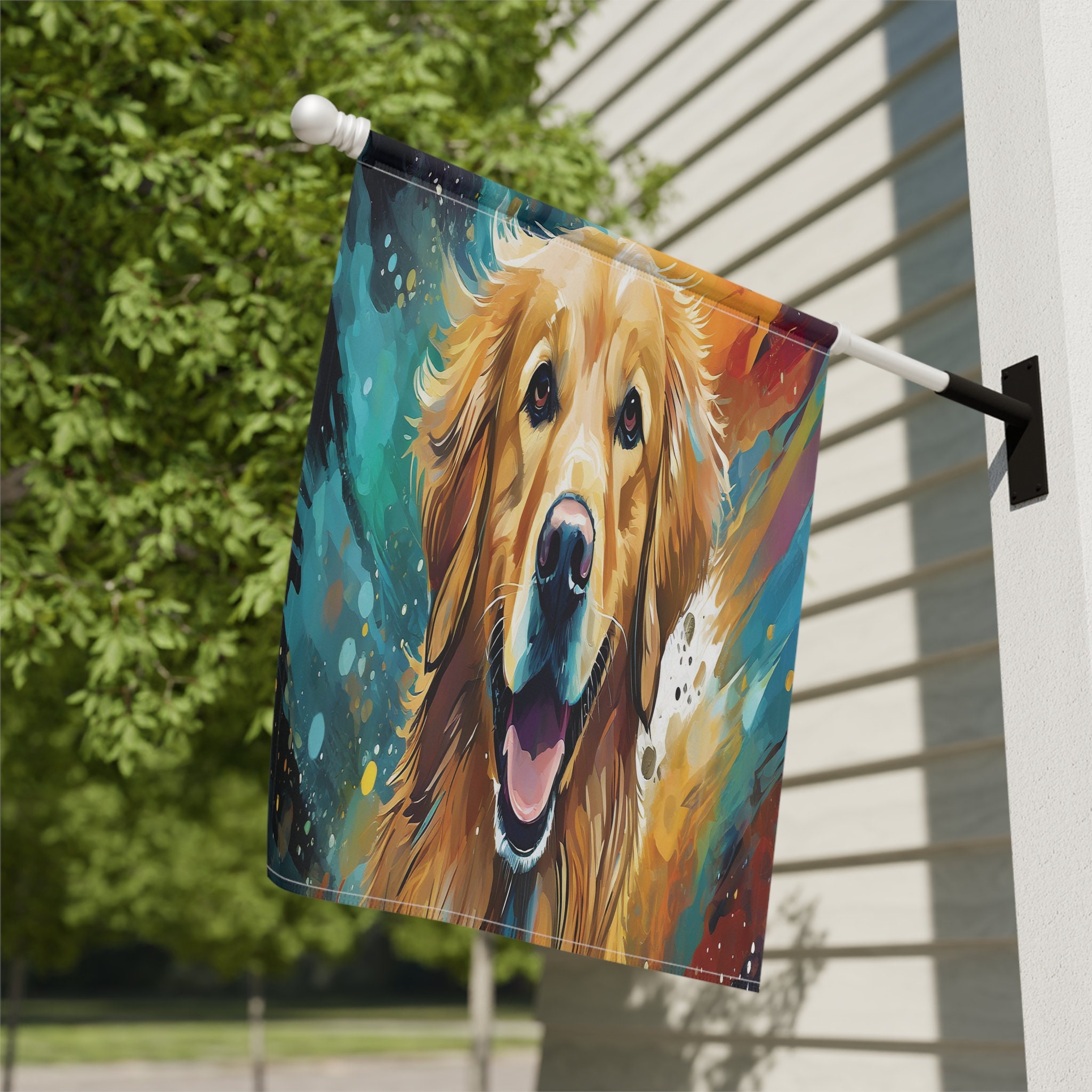 Golden Retriever Garden & House Banner Flag, Dog Mom Dad Lover Dogs ...