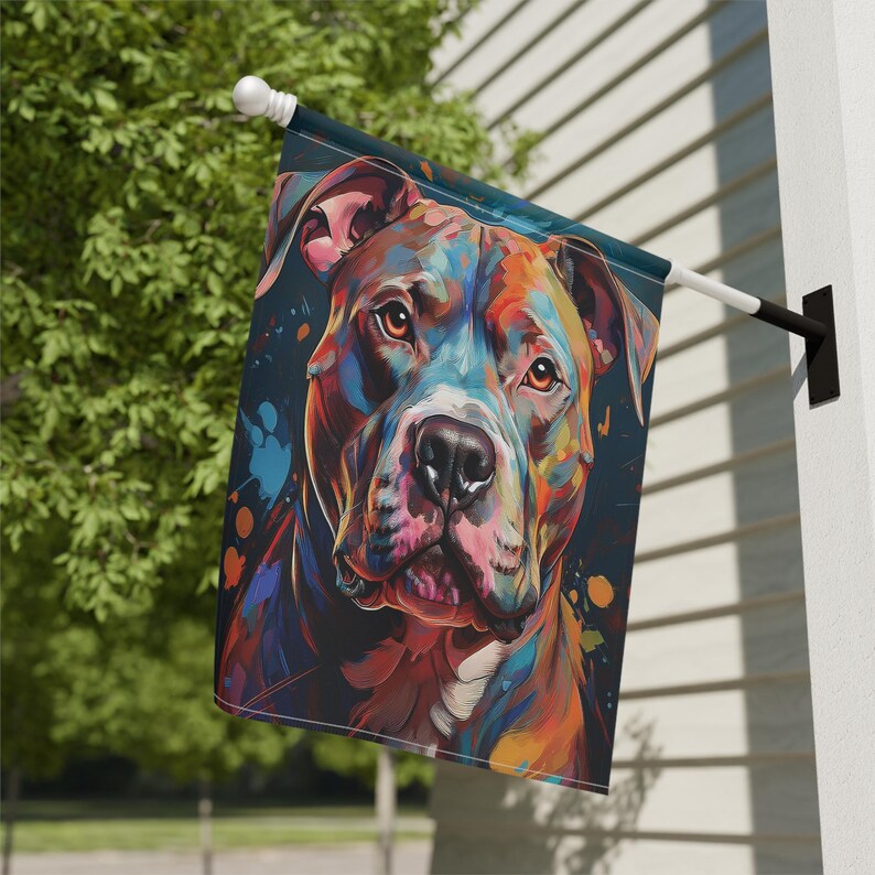 Pitbull Dog Garden & House Banner Flag, Veterinarian Dog Mom Dad Lover ...