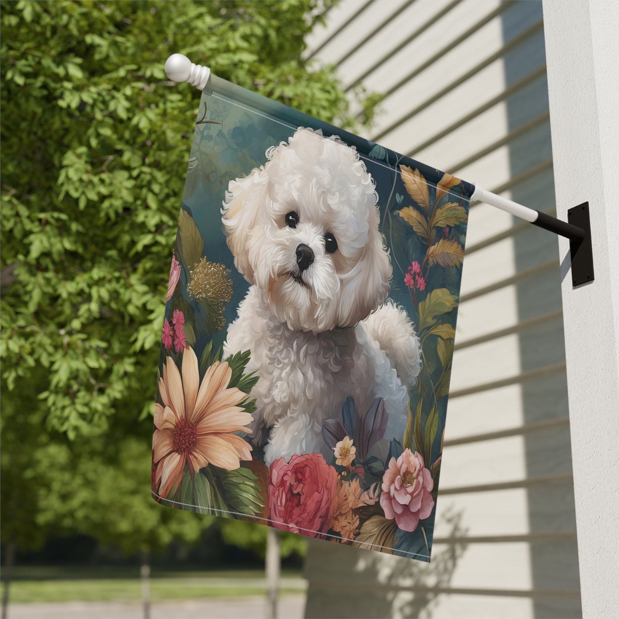 Bichon Frise Dog Garden & House Banner Flag Dog Mom Dad Lover Dogs Pet ...