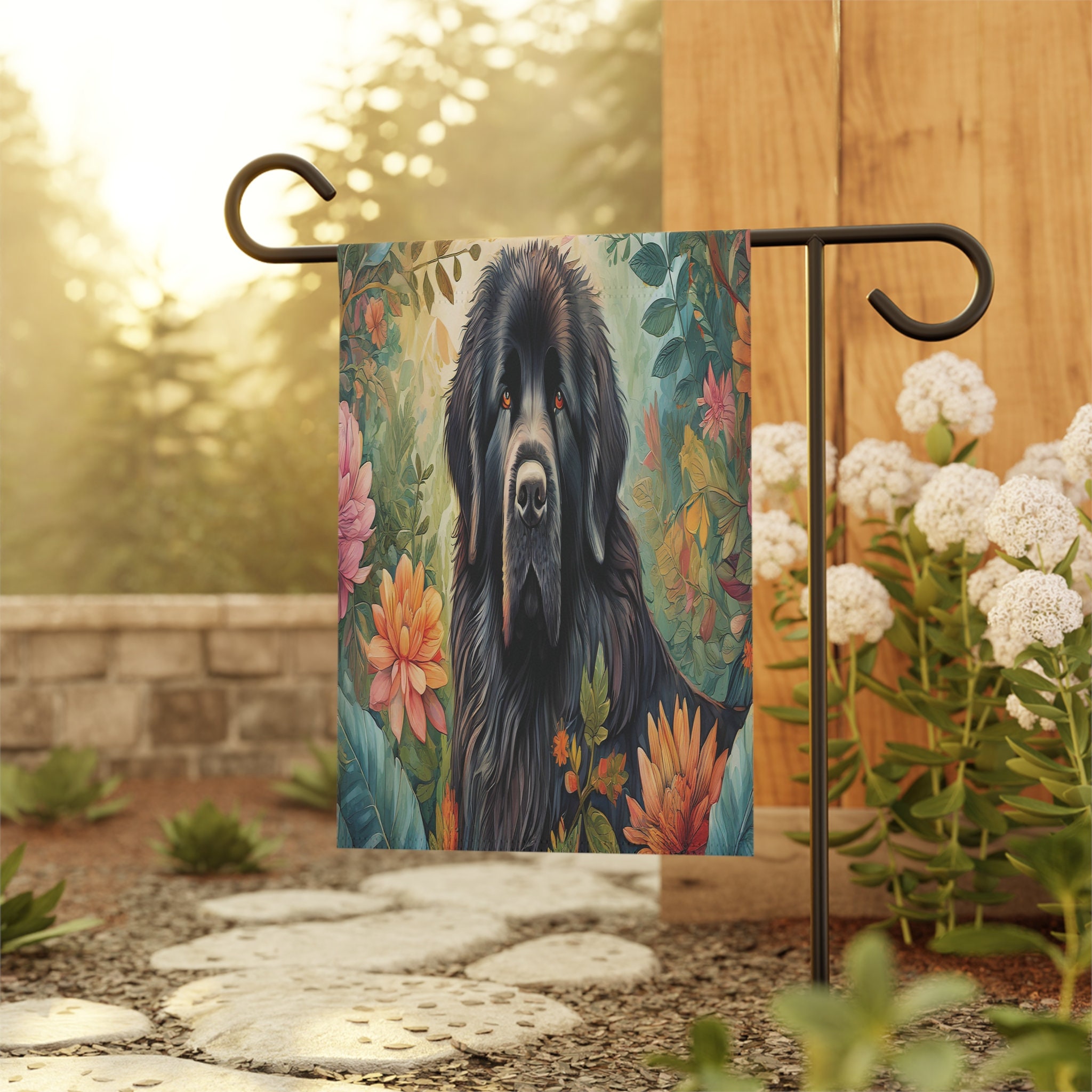 Black Newfoundland Dog Garden & House Banner Flag Dog Mom Dad Lover ...