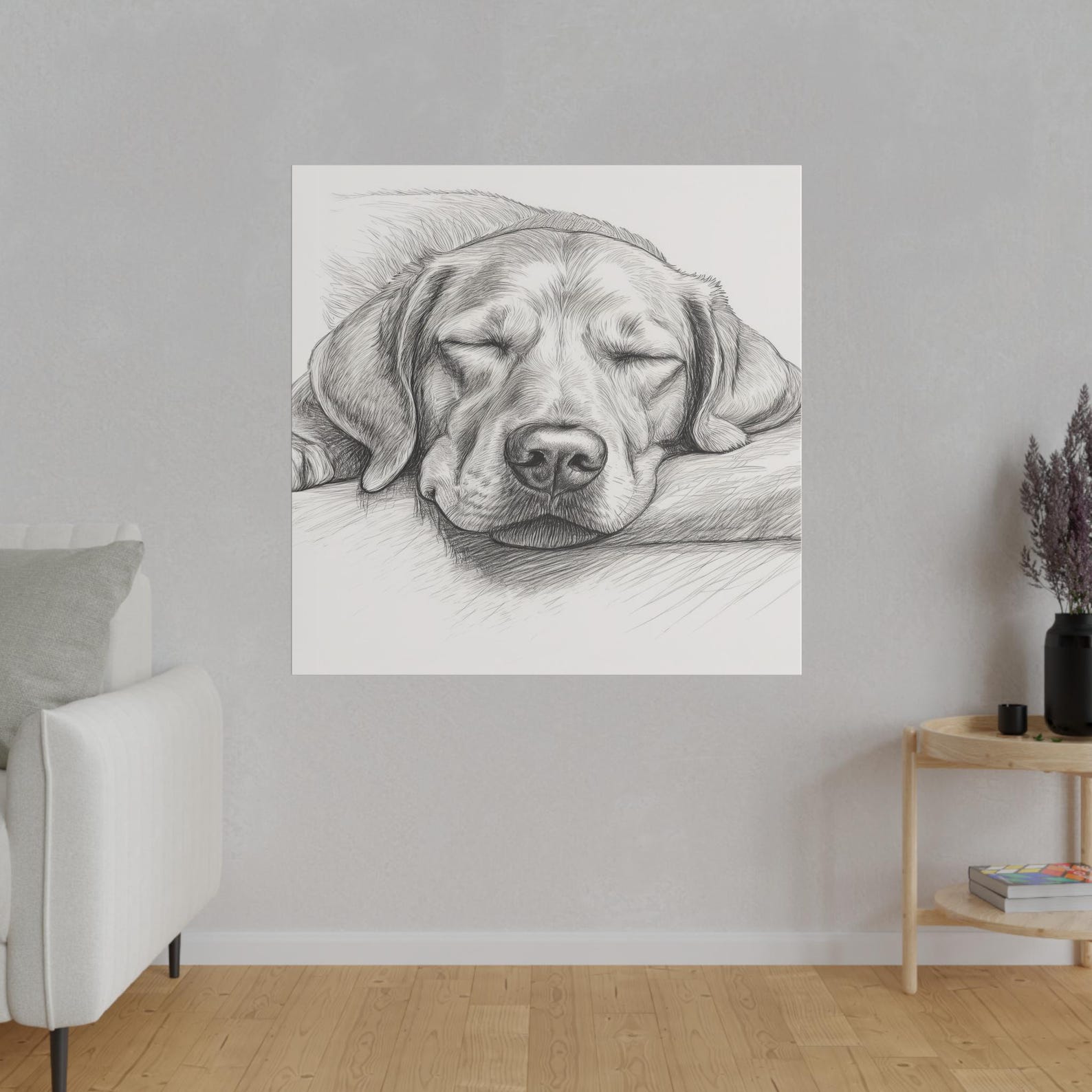 Canvas Labrador Retriever, Black Yellow Lab Drawing Pencil Sketch Black ...