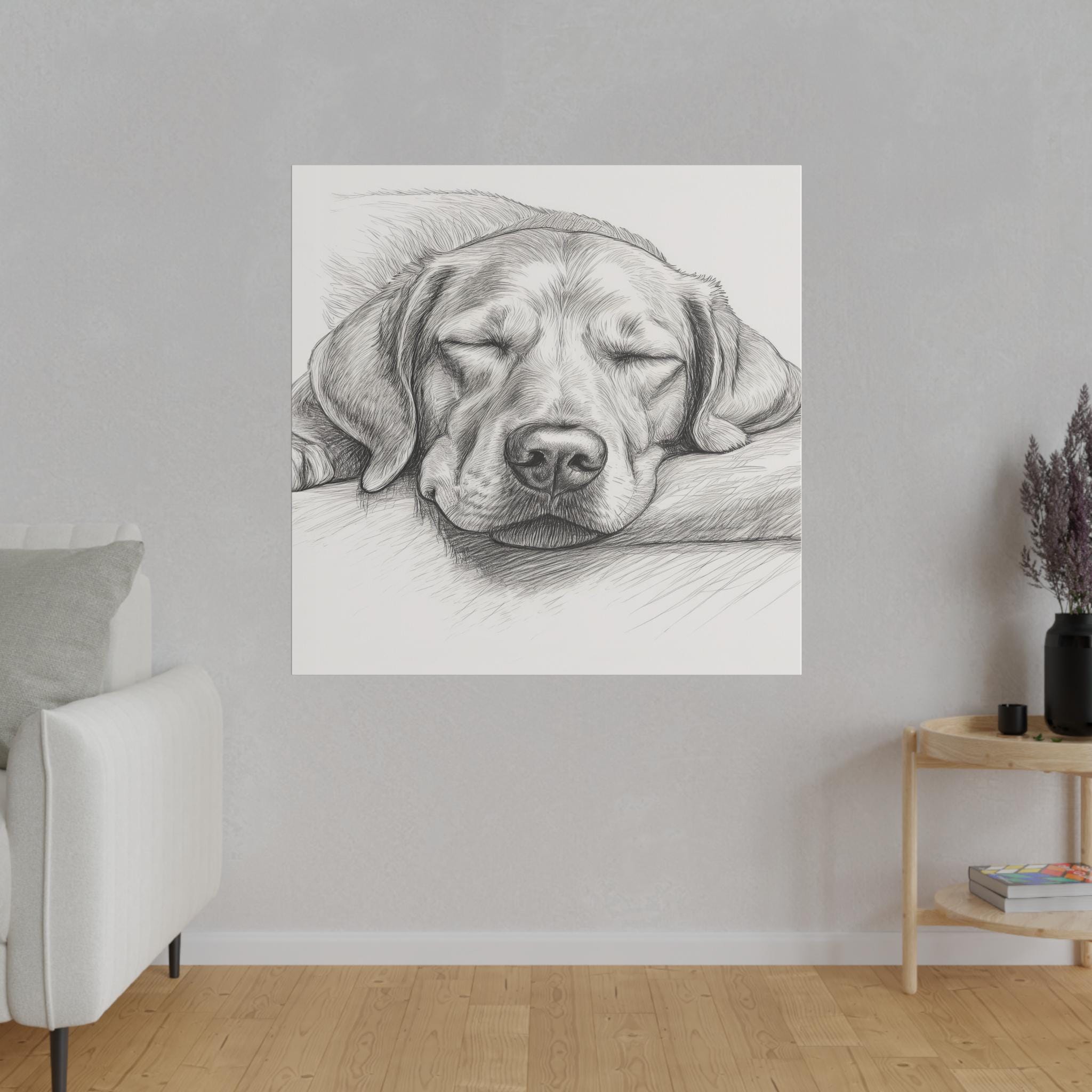 Canvas Labrador Retriever, Black Yellow Lab Drawing Pencil Sketch Black ...