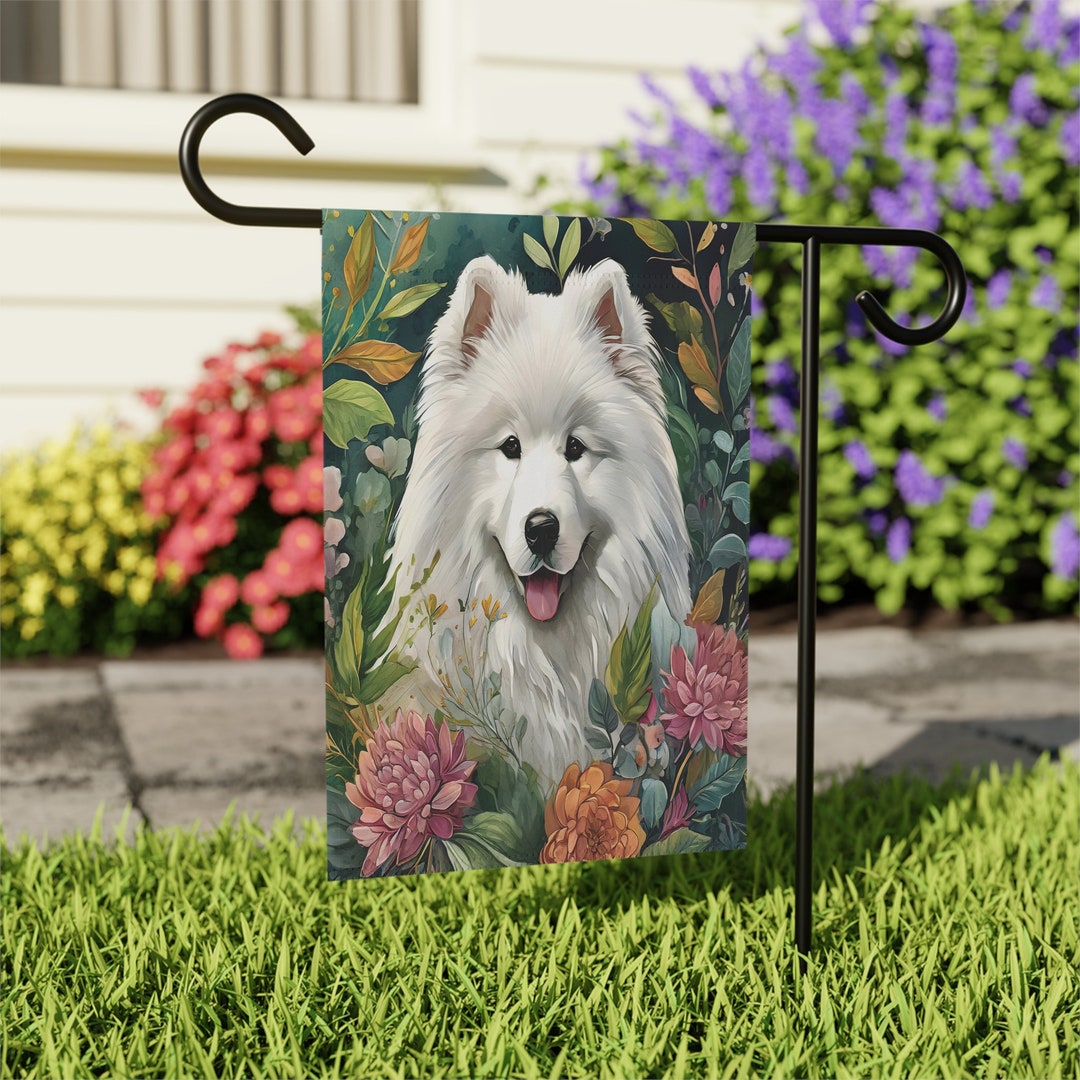 Samoyed Dog Garden & House Banner Flag, Dog Mom Dad Lover Dogs Pet ...
