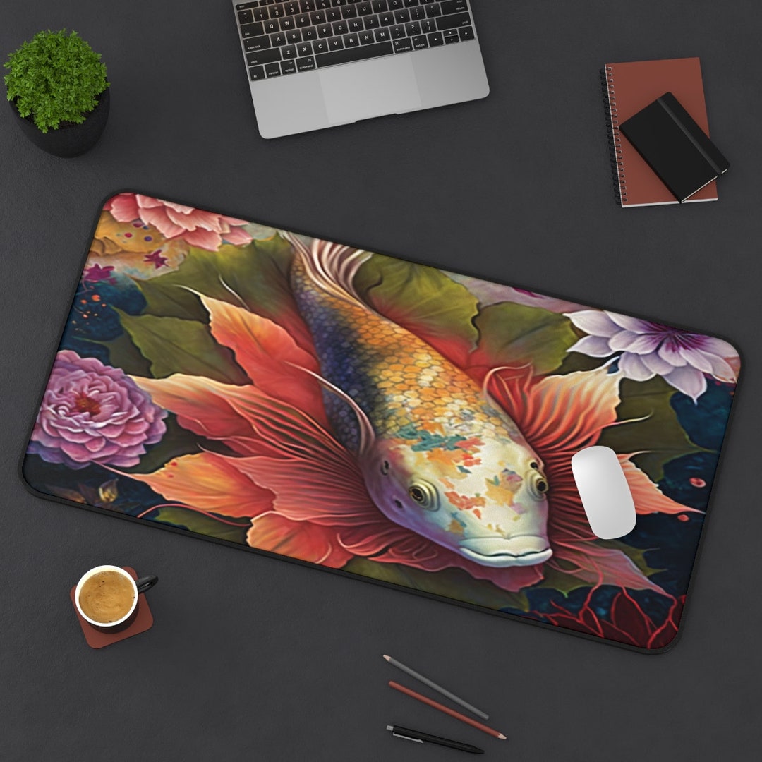 Koi Fish Mouse Pad Large Desk Mat Cute Pisces Fantasy Gamer Gaming ...