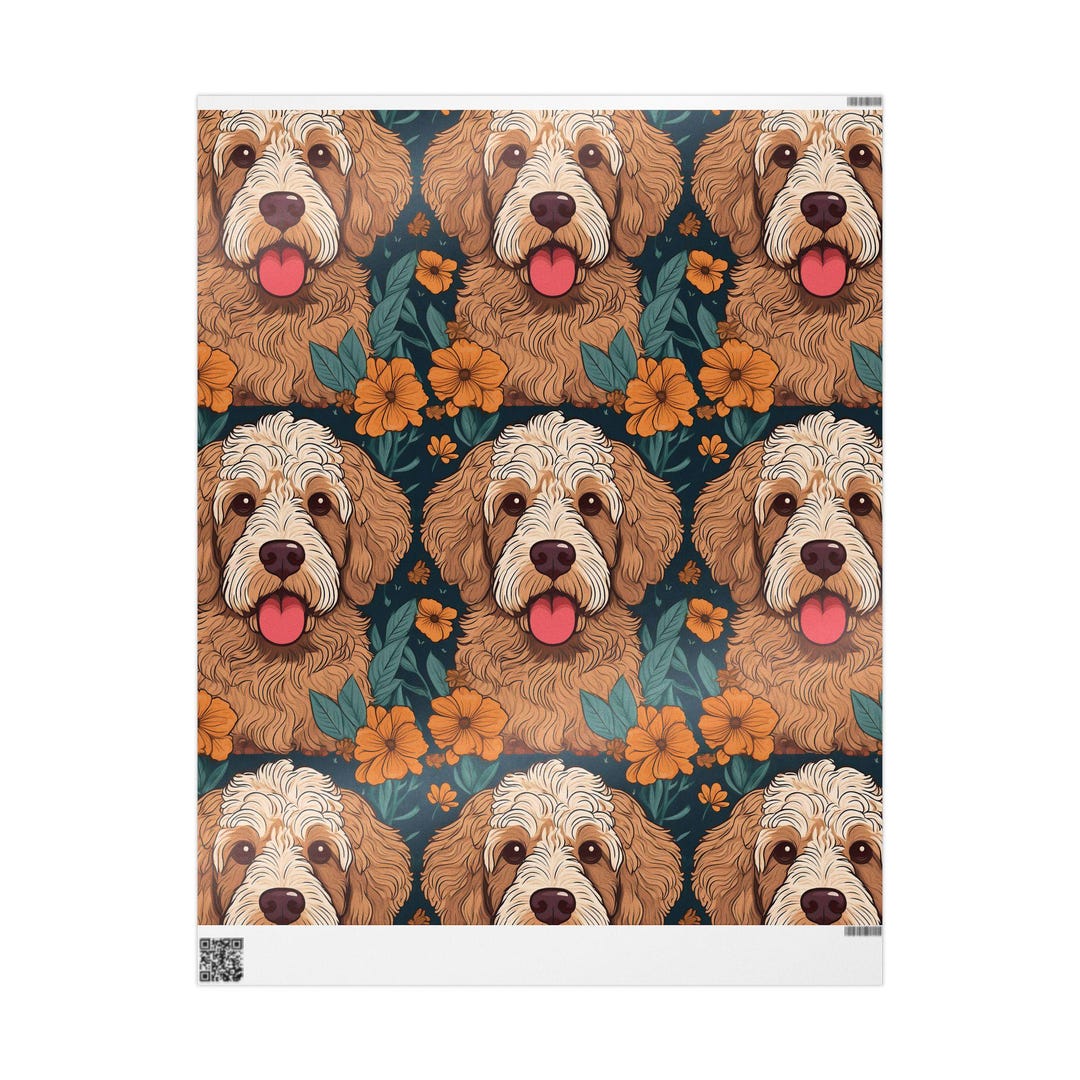 Goldendoodle Dog Wrapping Paper, Dog Mom Dad Owner Wrap Paper Roll ...