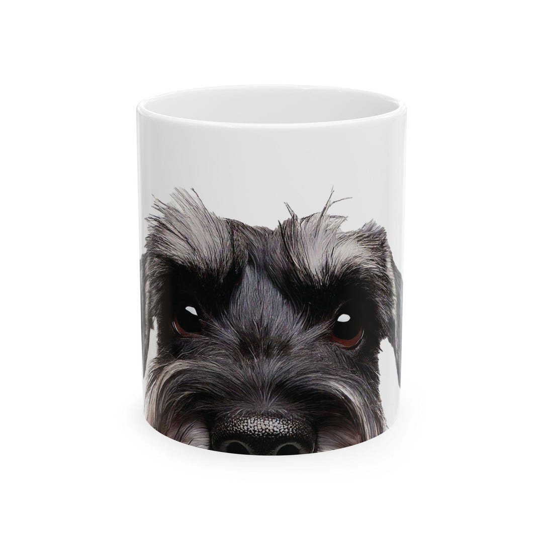 Funny Miniature Schnauzer Coffee Mug, Peeking Dog Mom Dad Owner Ceramic ...