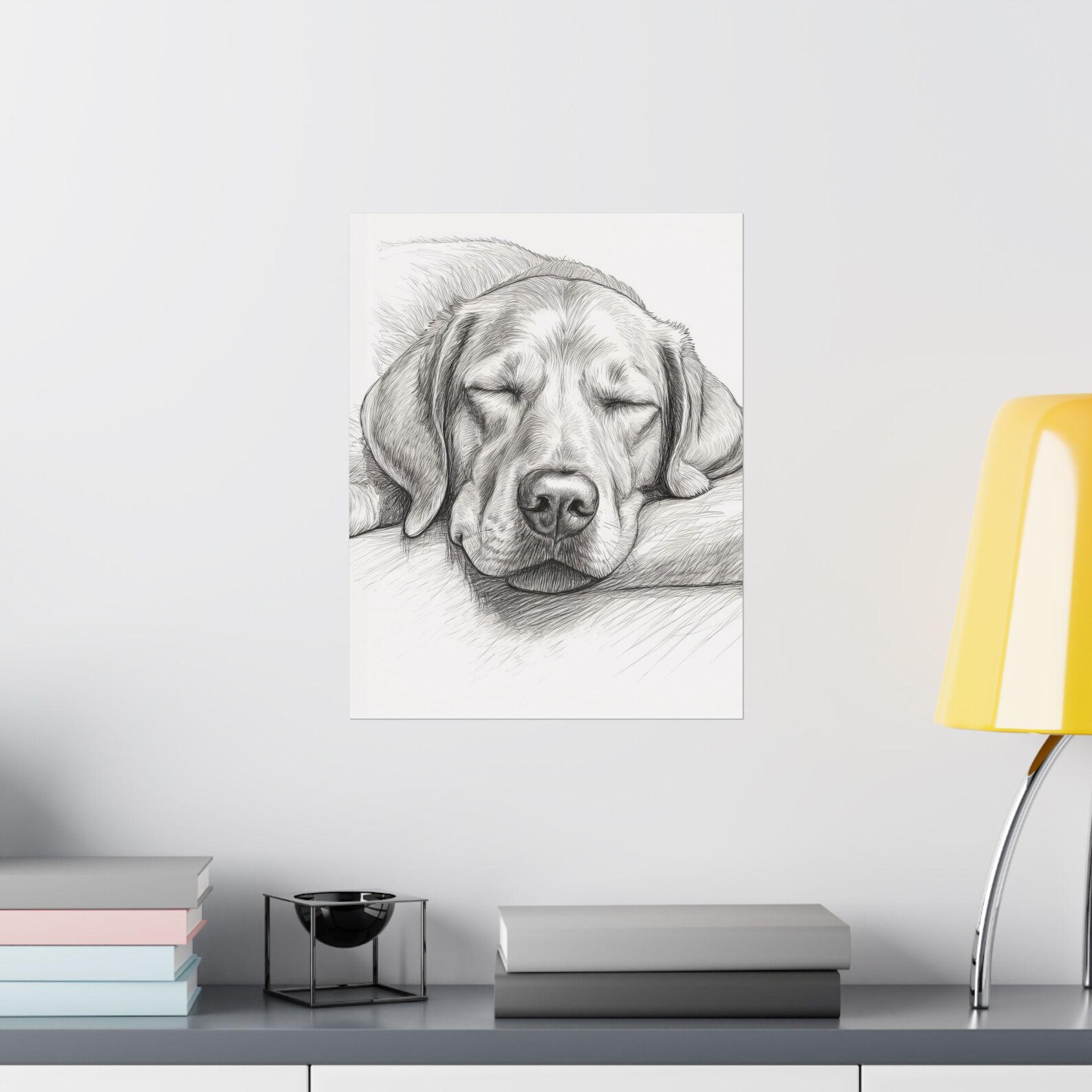 Poster Labrador Retriever, Black Yellow Lab Drawing Pencil Sketch Black ...