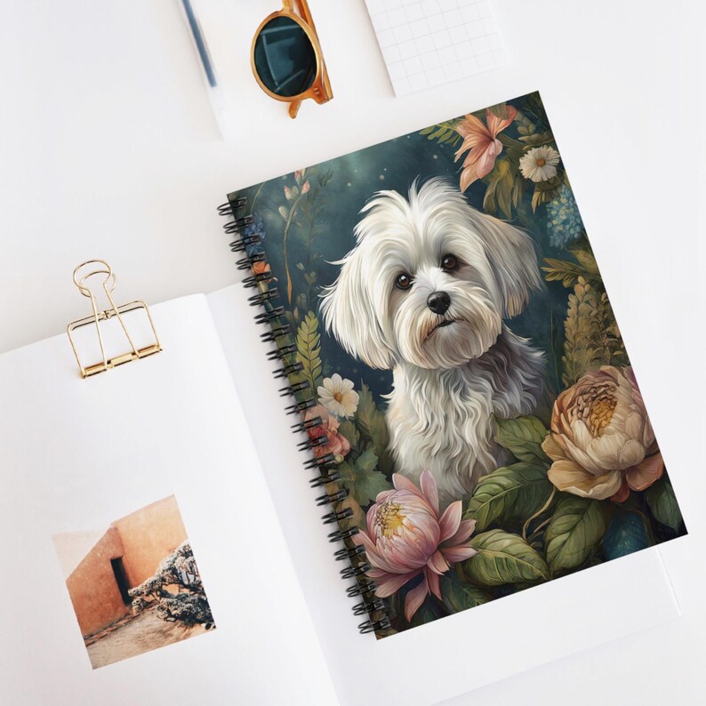 White Havanese Dog Spiral Notebook 6"x8", Cute Dogs Memorial Memory ...