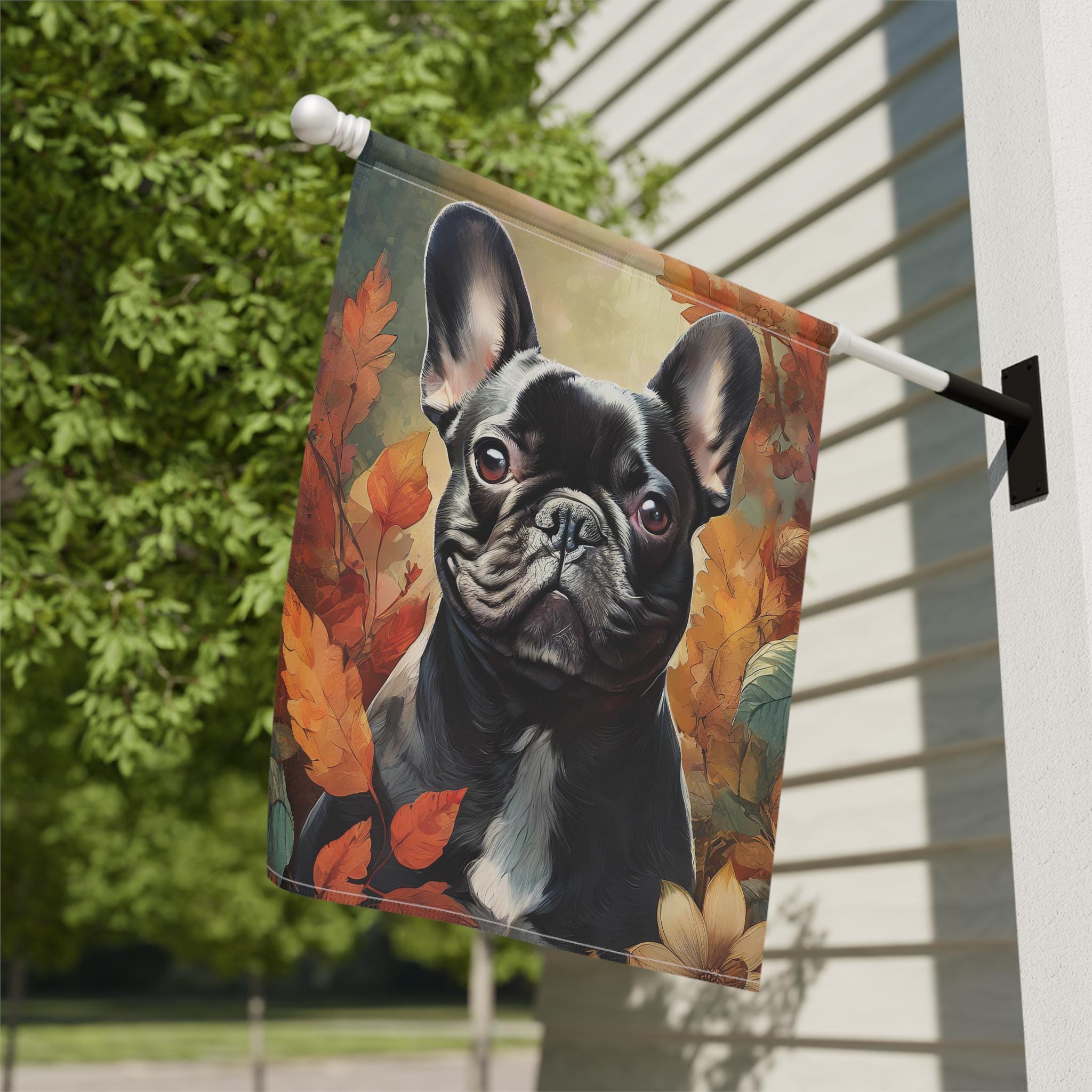 Black French Bulldog Dog Garden & House Banner Flag Fall Autumn ...