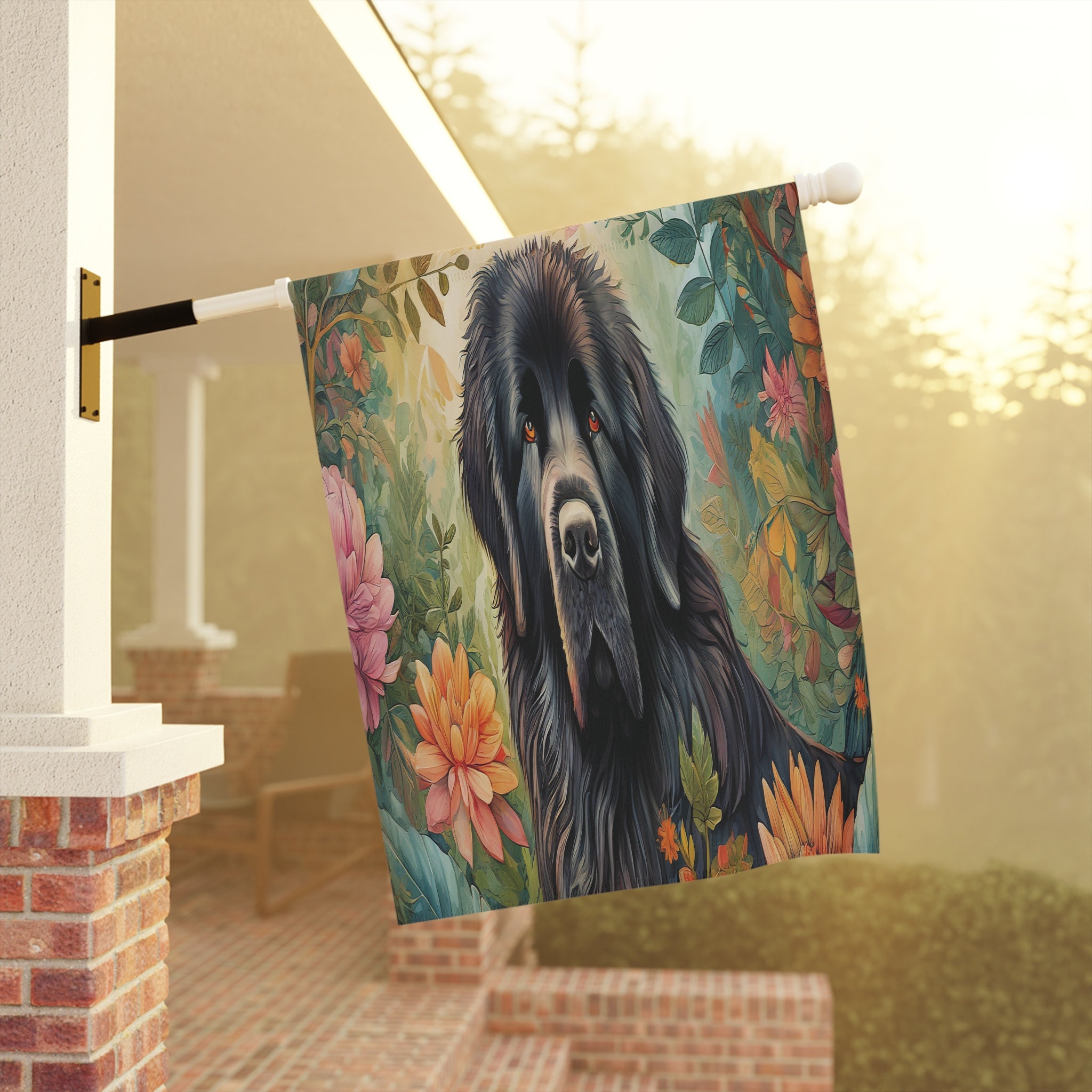Black Newfoundland Dog Garden & House Banner Flag Dog Mom Dad Lover ...