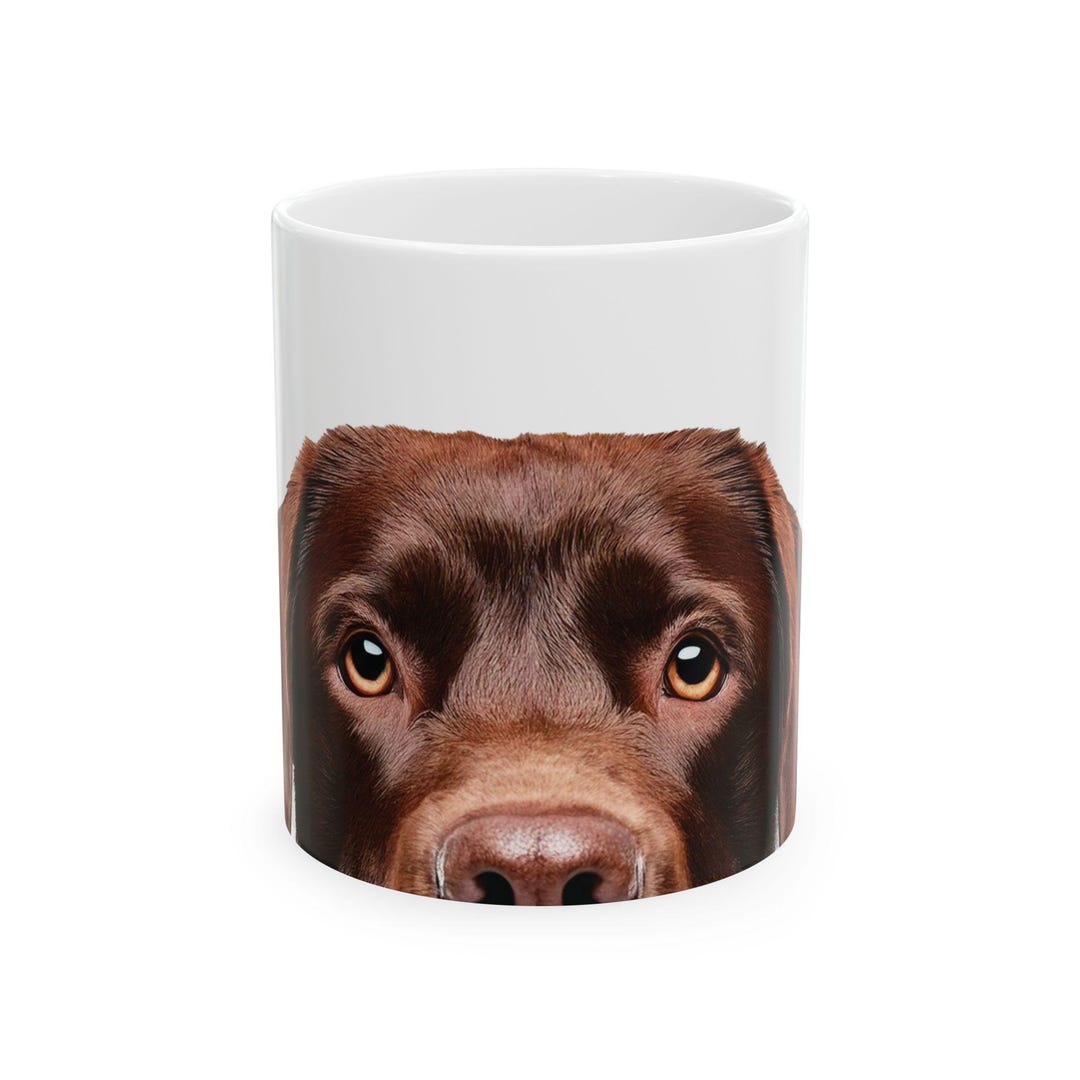 Funny Brown Labrador Retriever Coffee Mug, Peeking Chocolate Dog Mom ...
