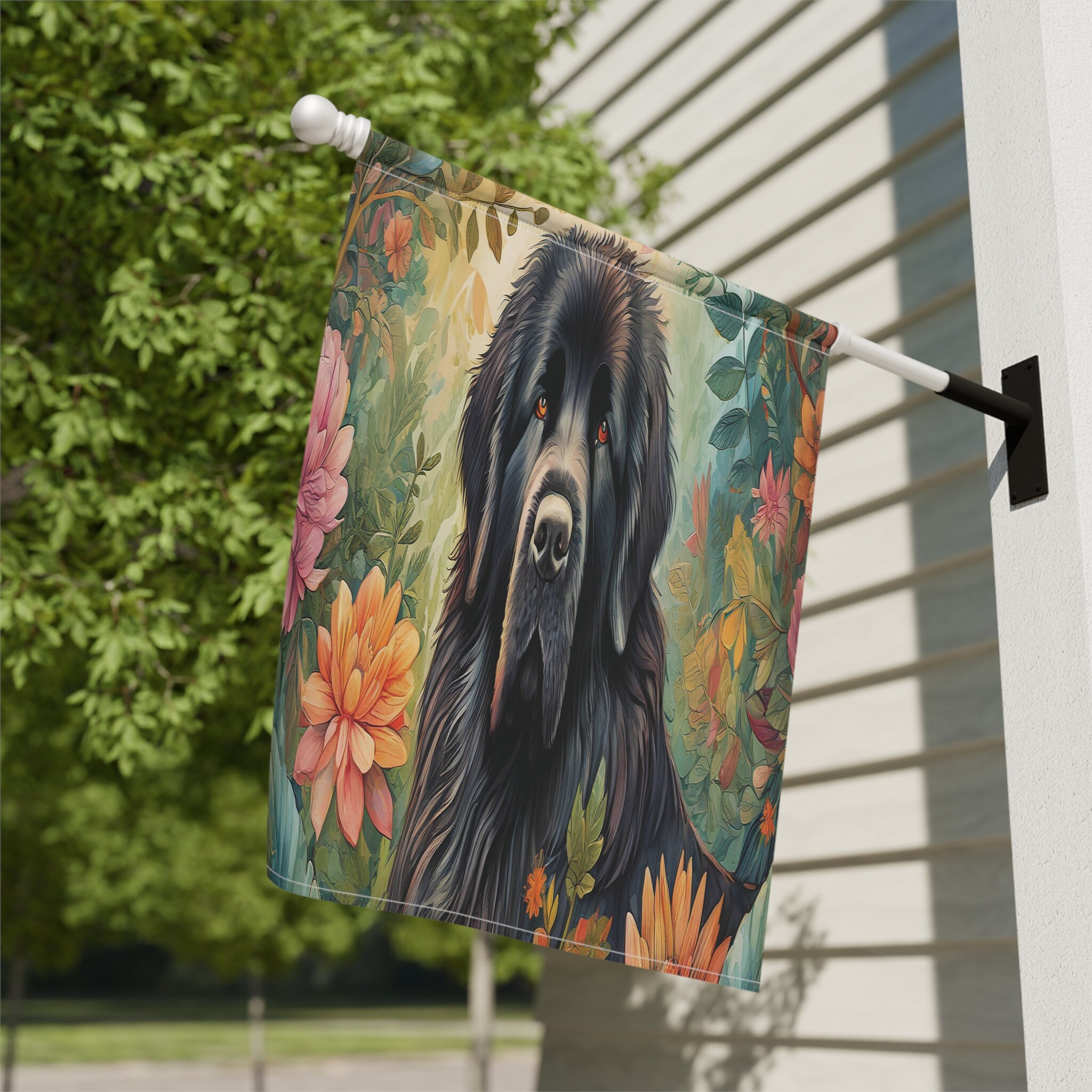 Black Newfoundland Dog Garden & House Banner Flag Dog Mom Dad Lover ...