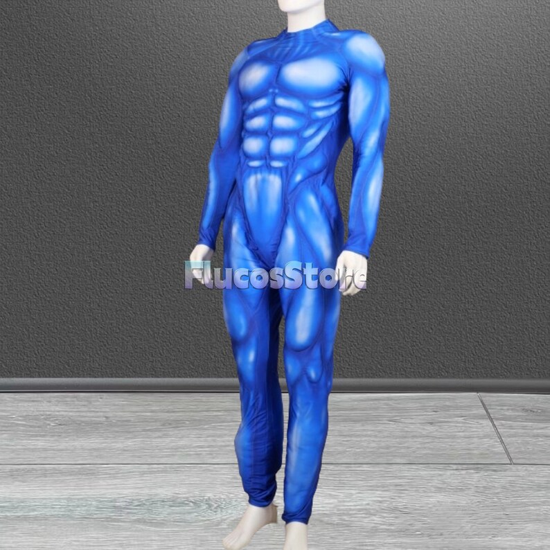 Mono de traje musculoso azul, disfraz de cosplay para hombres, mono ...