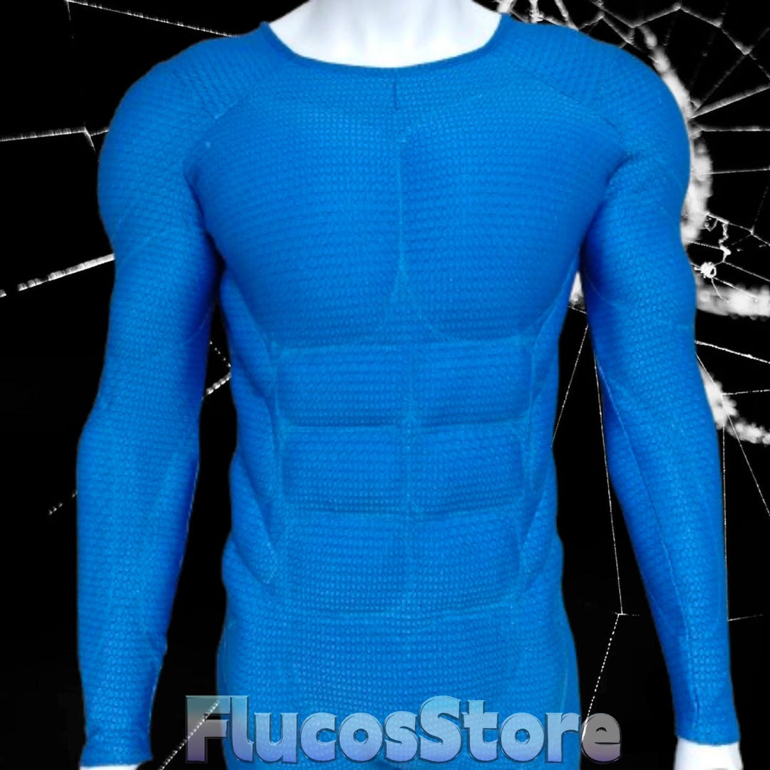 Screen-printed Muscle Suit,blue Cosplay Base Layer Costume,spandex ...