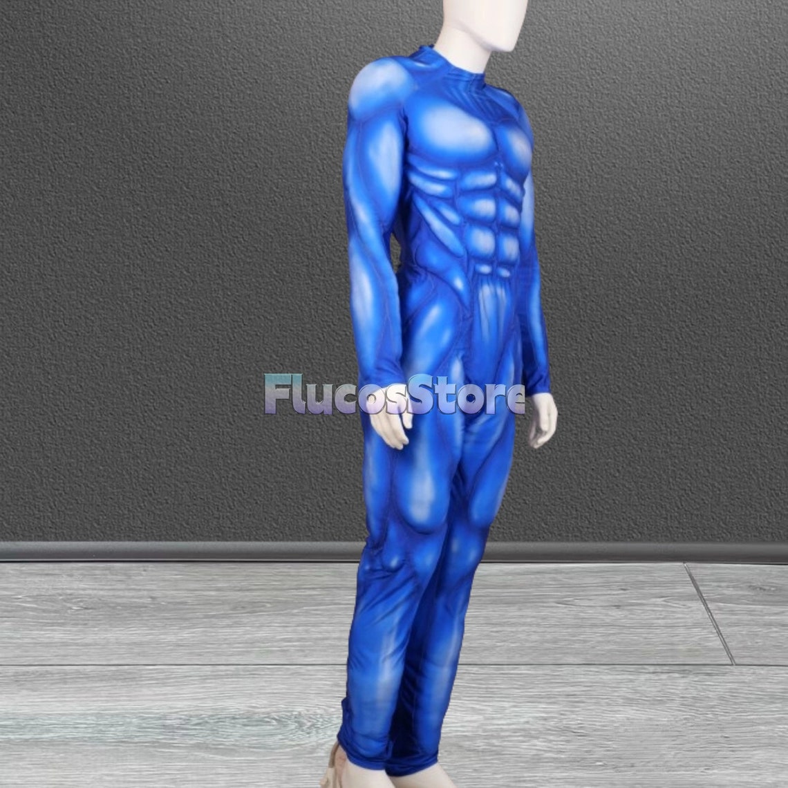 Mono de traje musculoso azul, disfraz de cosplay para hombres, mono ...
