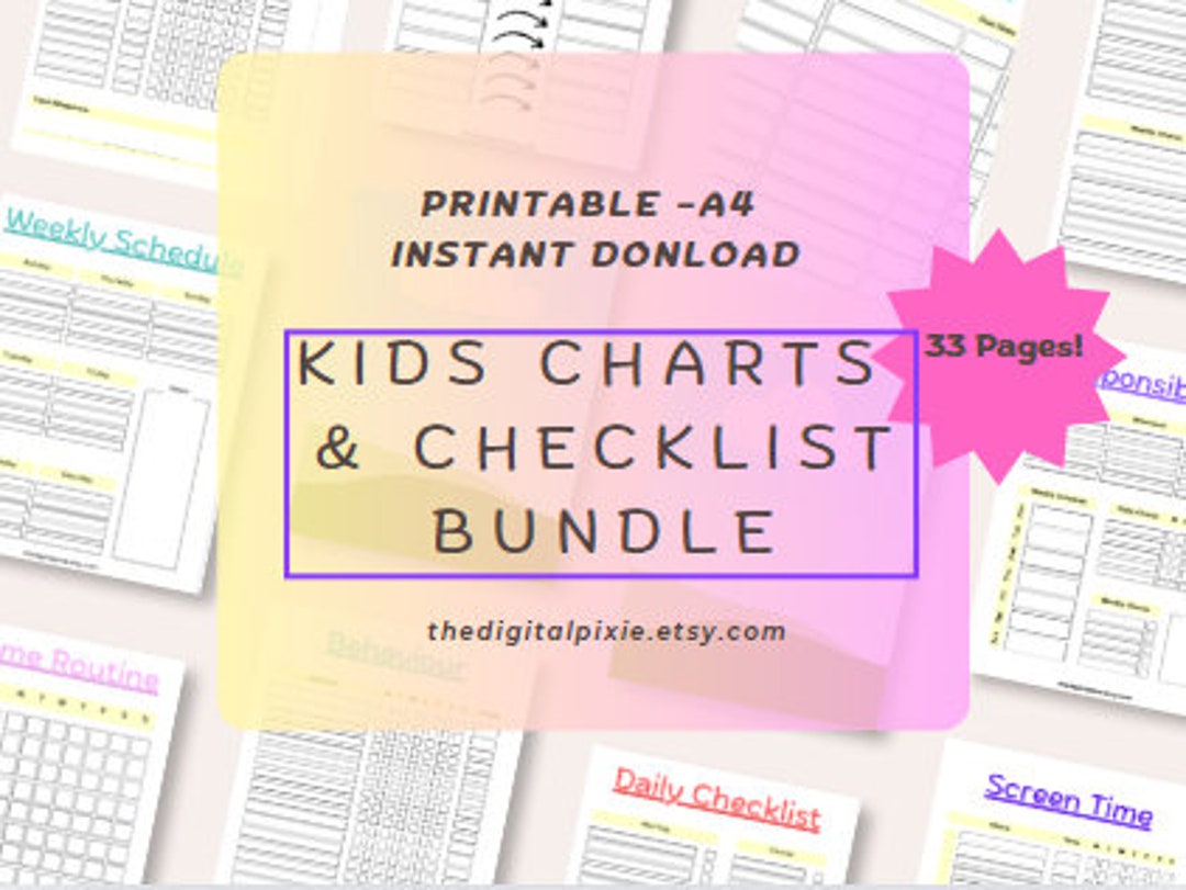 Kids' Charts and Checklist Bundle - Etsy