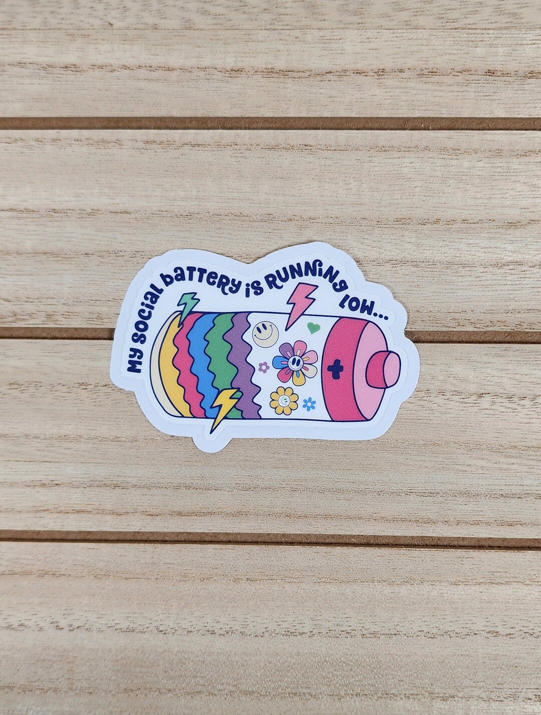 Sticker low Social Battery Laminated Vinyl Diamond Painting Sticker - Etsy