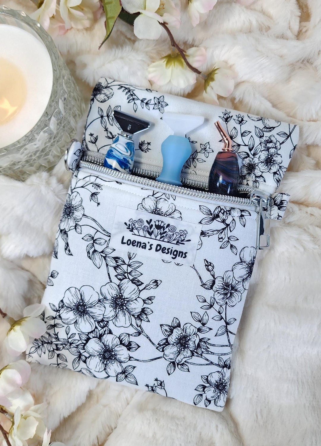 Black and White Flower Diamond Painting Pen Fabric Case | Diamond ...