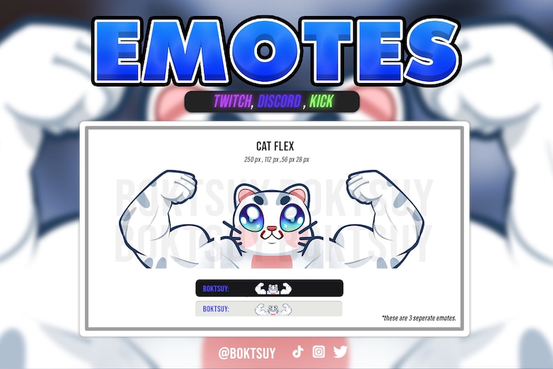 Static CAT FLEX EMOTE Twitch / Streamer / Youtube / Discord/ Kick / 3 ...