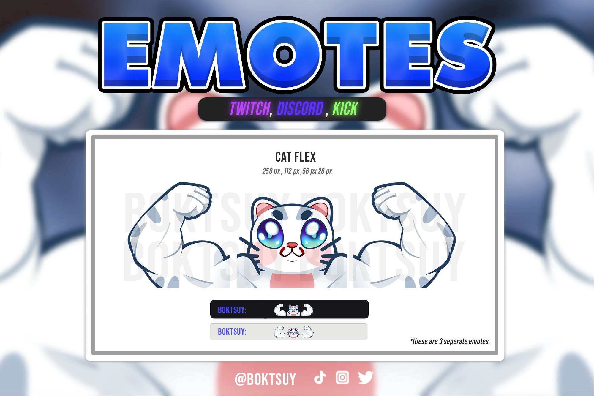 Static CAT FLEX EMOTE Twitch / Streamer / Youtube / Discord/ Kick / 3 ...