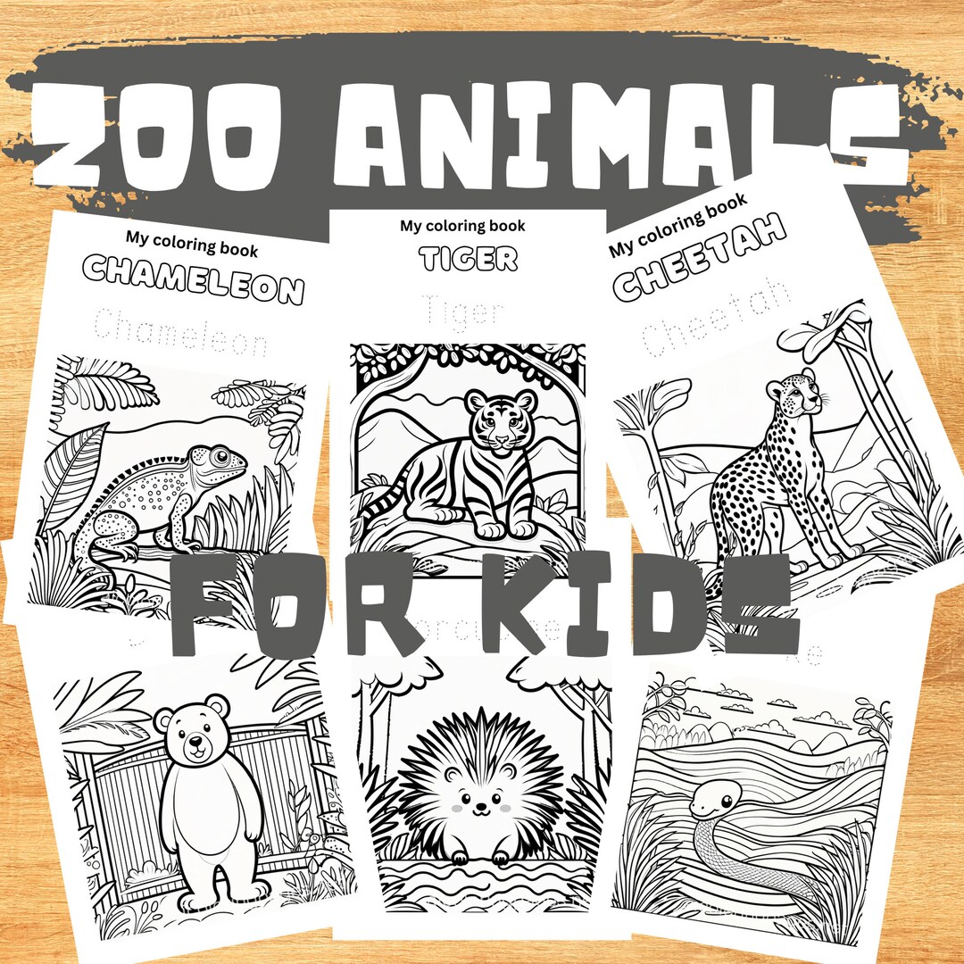 Zoo Animals Printable Kids Coloring Pages - Etsy