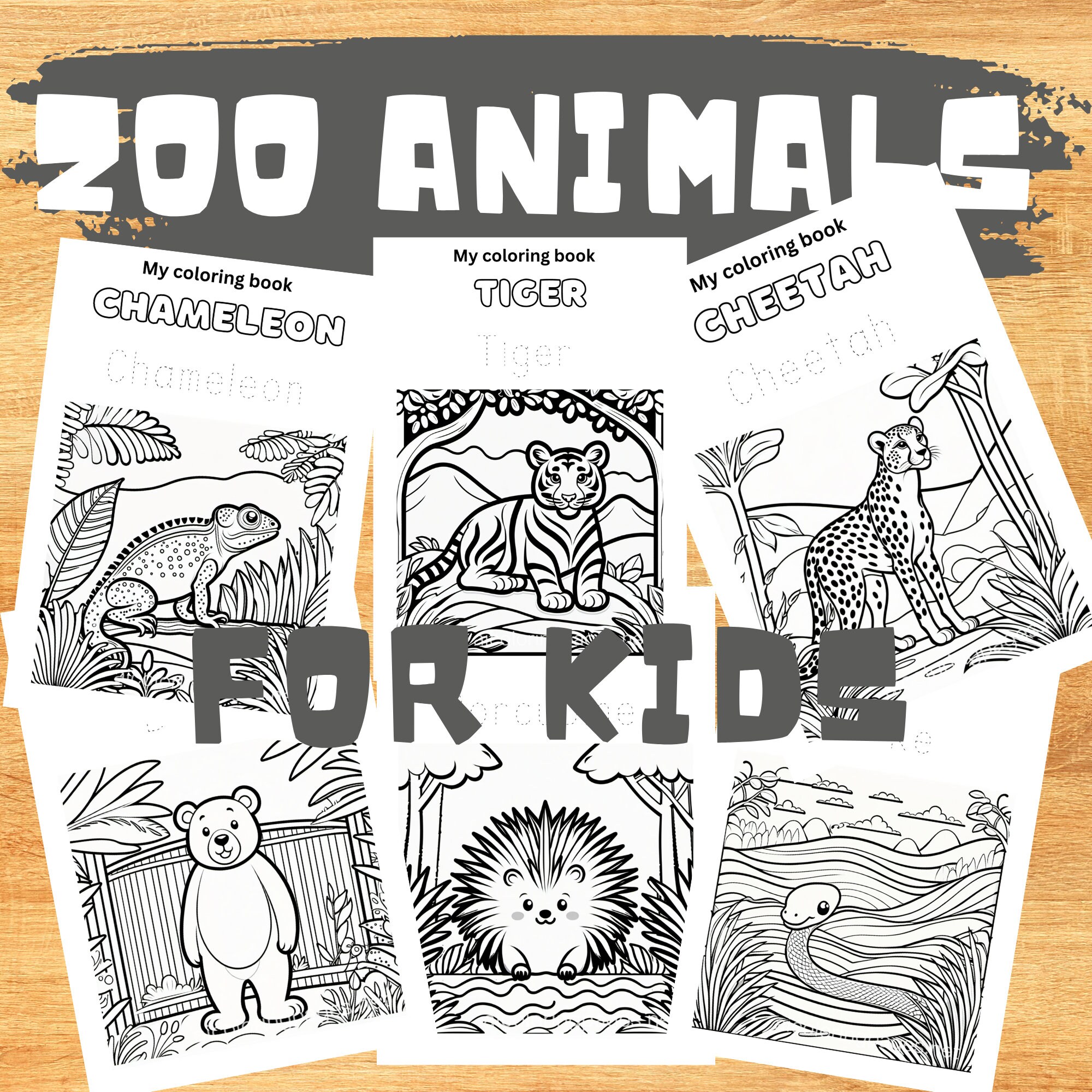 Zoo Animals Printable Kids Coloring Pages - Etsy
