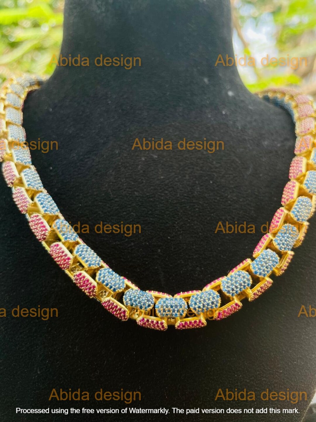 20 Inch 925 Silver Cuban Chain Rose Prong Set Necklace, Bussdown ...