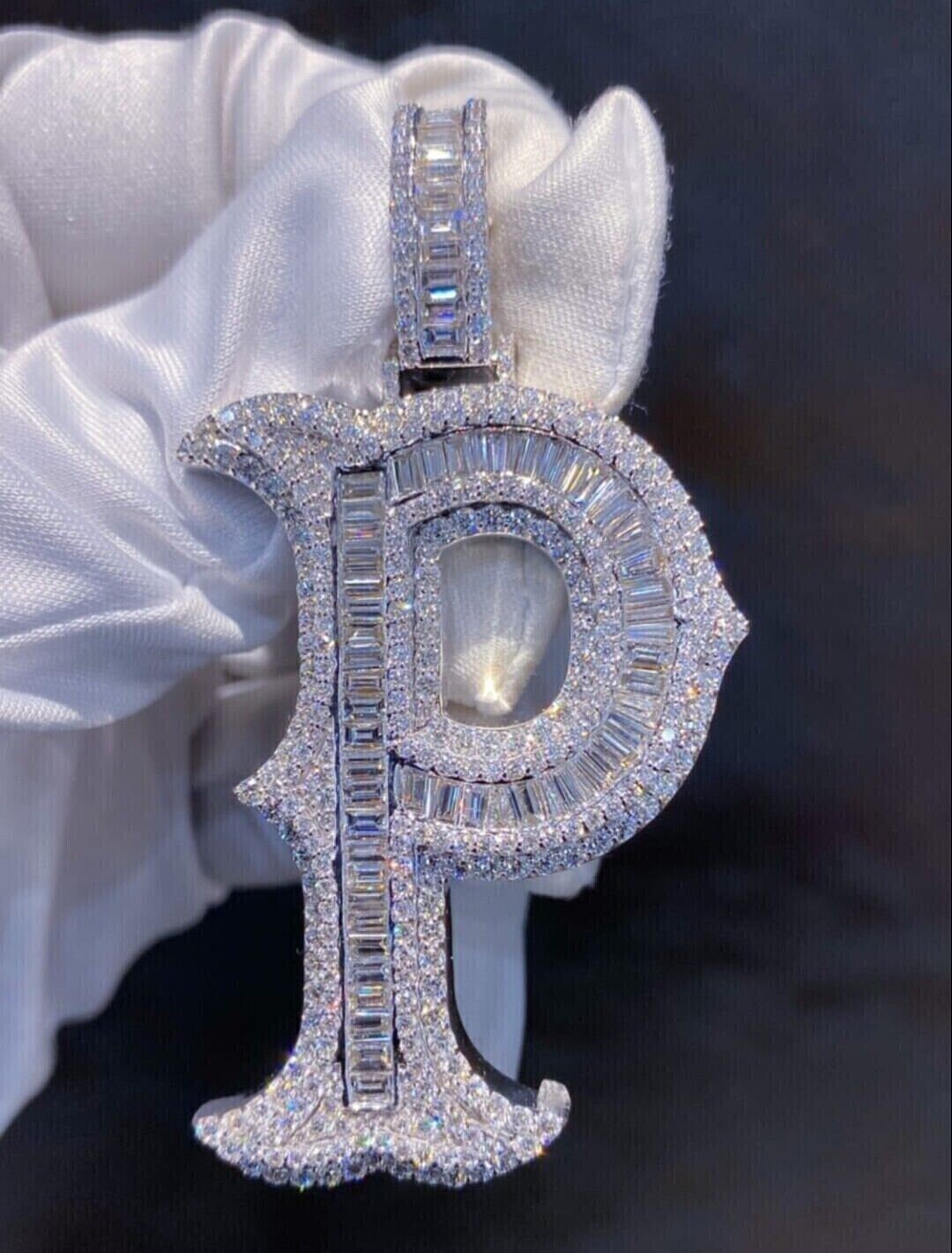 3ct Real Moissanite Pendant, Initial Pendant, Cluster Pendant ...