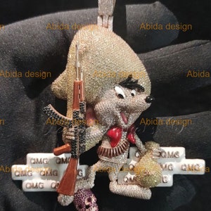 Custom Hand Made Diamond Cartoon Pendant Iced Out Pendant Hip Hop ...