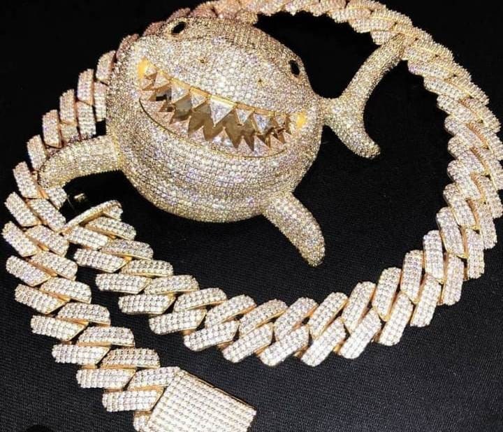 Pendant With Out Chian Iced Out Shark Pendant, Shark Animal Charm ...