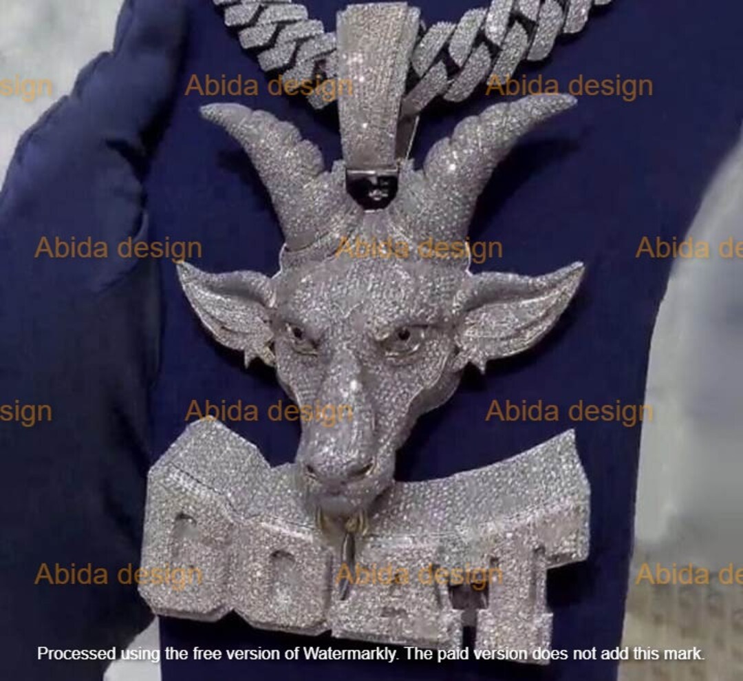 7.20 Ct Diamond Goat Pendant Iced Out Goat Pendant Goat Faced Pendant ...