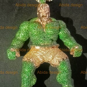 6.00 Ct Diamond Hulk Pendant Iced Out Hulk Pendant TV Cartoon Character ...