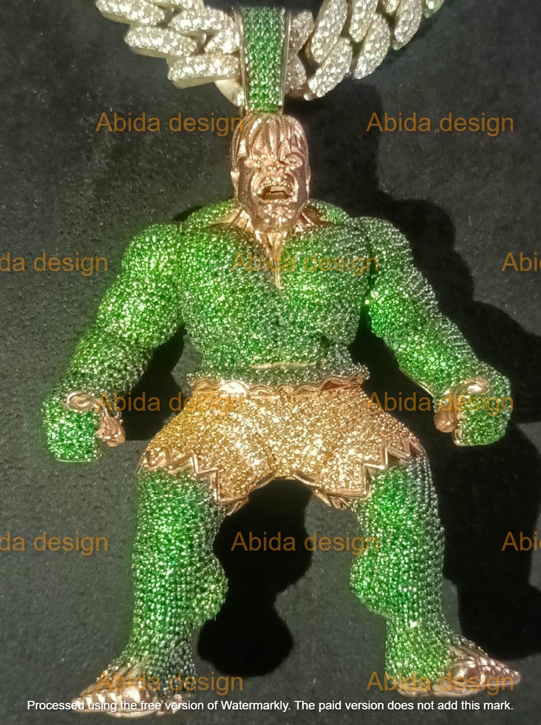 6.00 Ct Diamond Hulk Pendant Iced Out Hulk Pendant TV Cartoon Character ...