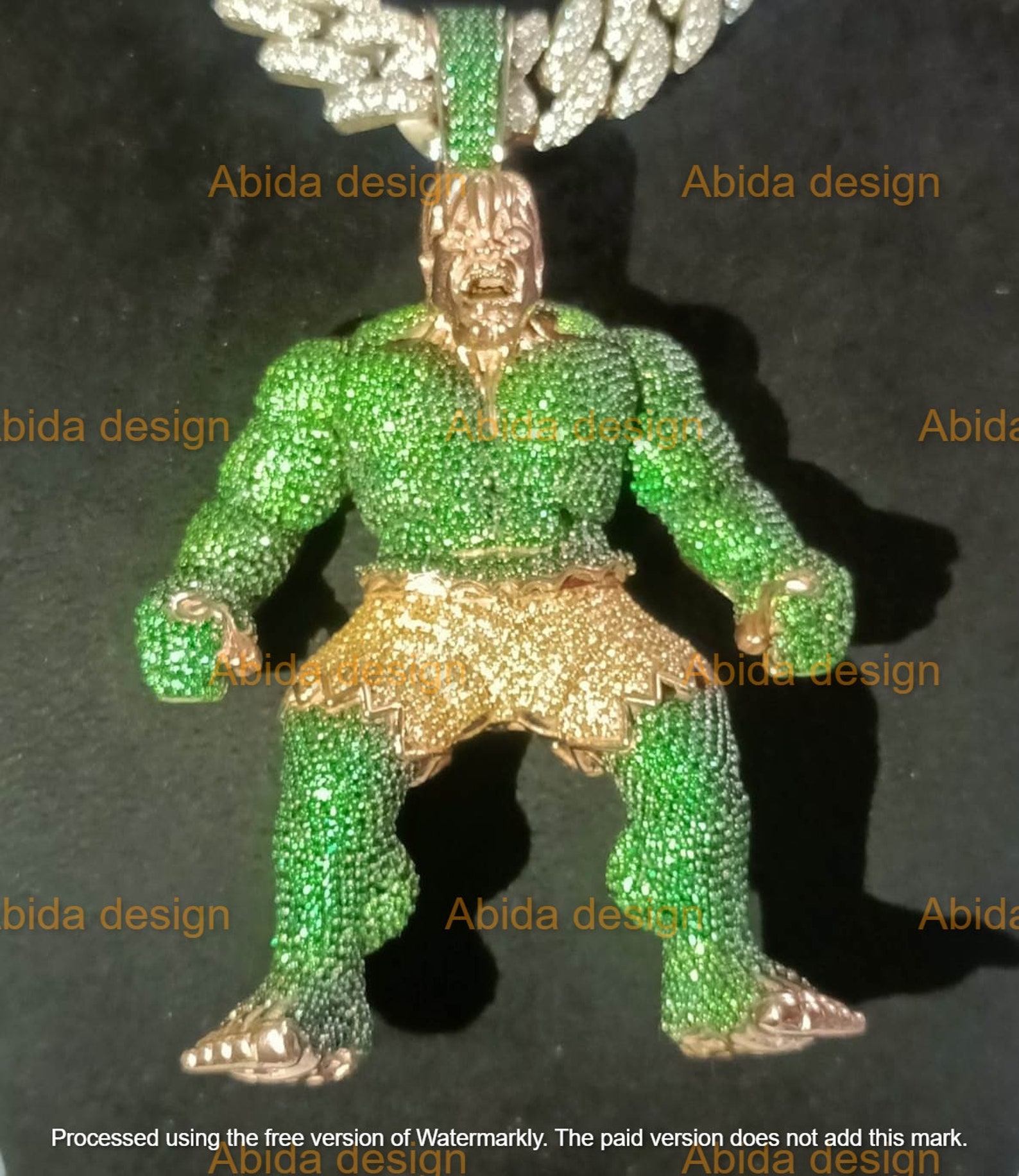 6.00 Ct Diamond Hulk Pendant Iced Out Hulk Pendant TV Cartoon Character ...