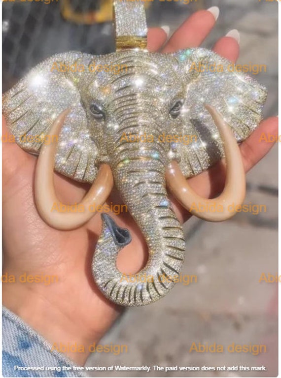 Iced out elephant pendant store