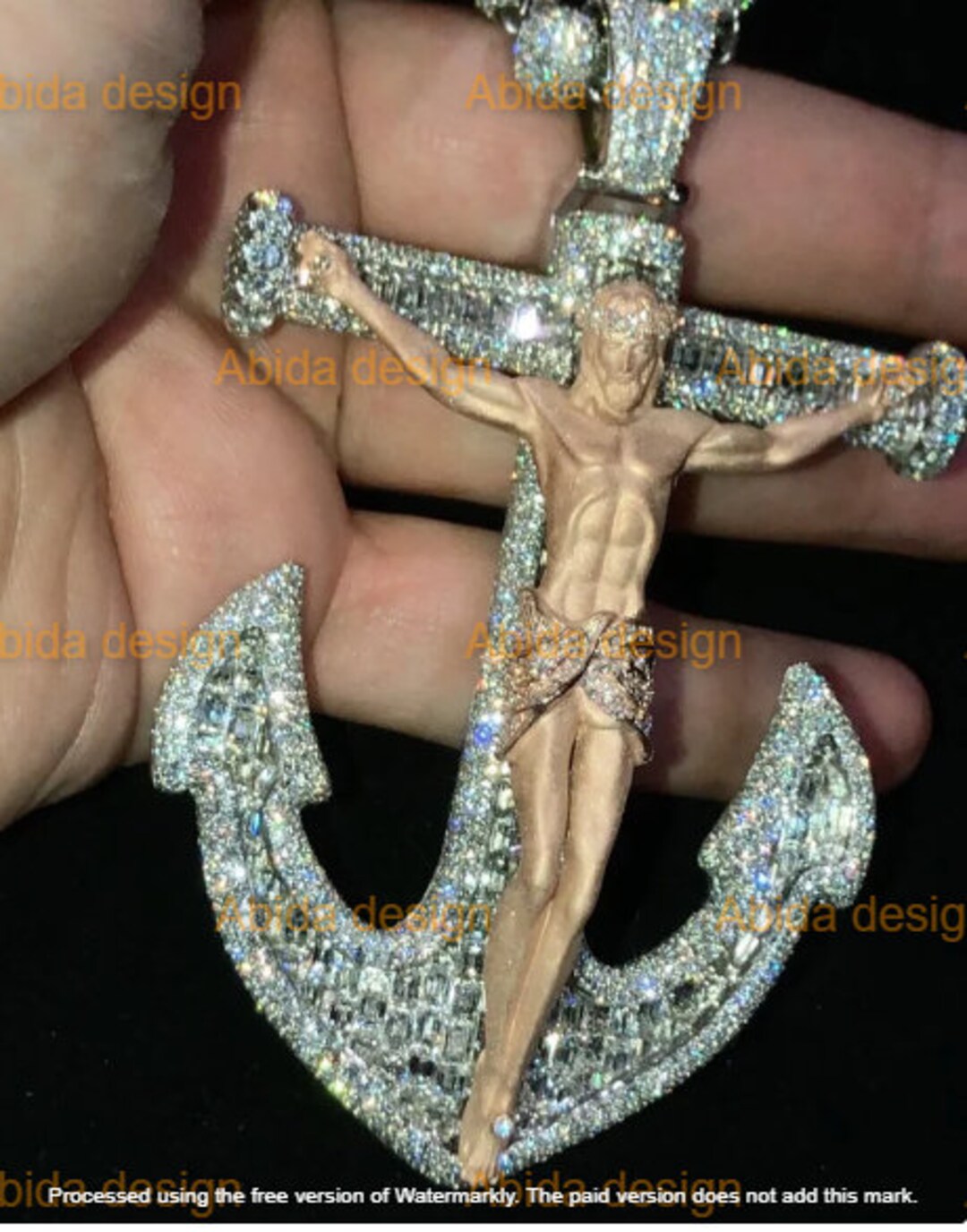 Iced Cross Moissanite Pendant, Jesus, Crucifix, Hip Hop Rapper Pendant ...
