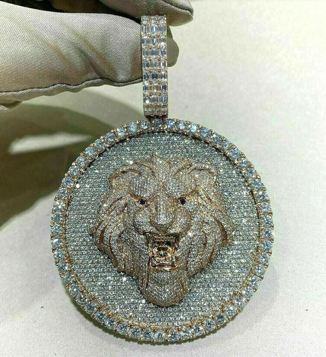Moissanite Lion Pendant Men Lion Pendant Hip Hop Moissanite Pendant ...