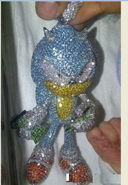 3.75 Ct Diamond Sonic Cartoon Pendant Iced Out Sonic Cartoon Pendant ...